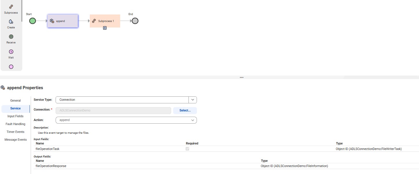 Using an Azure Data Lake Storage Gen2 connection in a process
