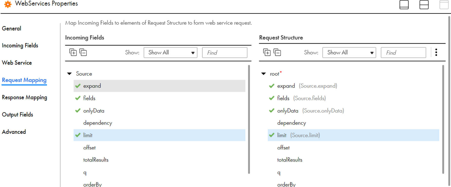 Oracle CRM Cloud V1 Midstream Transformation in Mappings