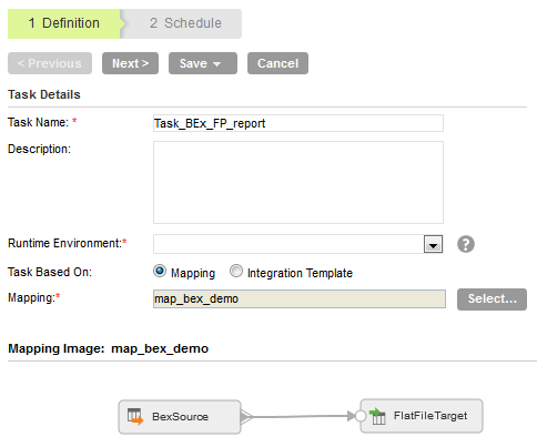 Mapping and mapping task example with SAP BW BEx Query